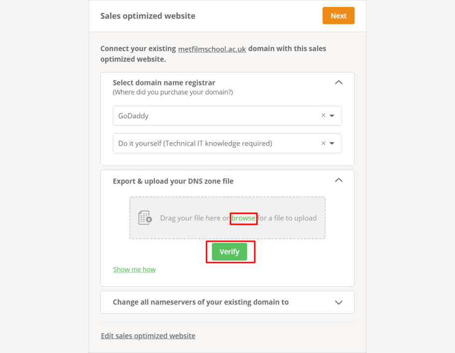 Exporting the DNS zone file for domains registered with GoDaddy