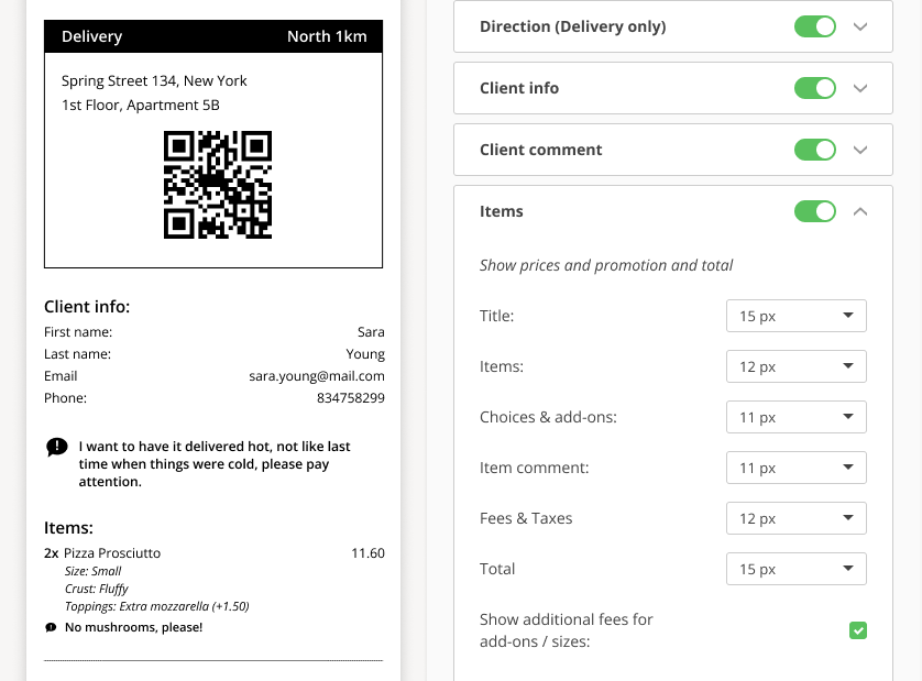 How to print restaurant receipts