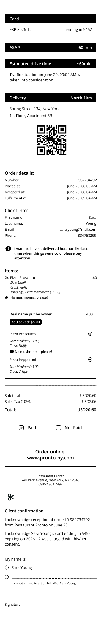 How to print restaurant receipts