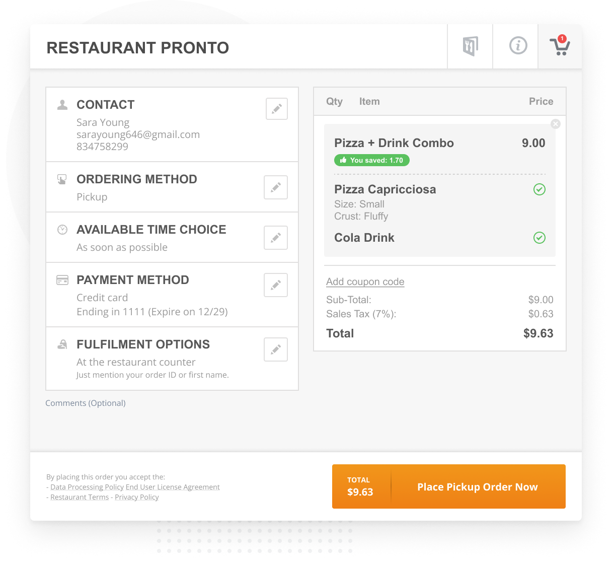 GloriaFood Online Ordering: Create Restaurant Menu