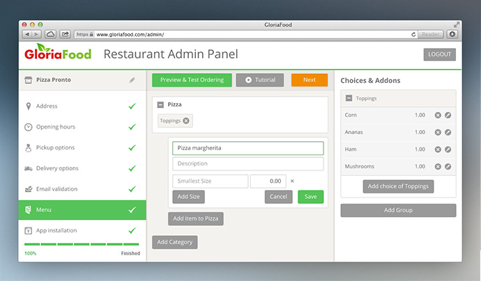 GloriaFood Online Ordering GloriaFood Releases A Self Management Panel GloriaFood Online Ordering GloriaFood Releases A Self Management Panel