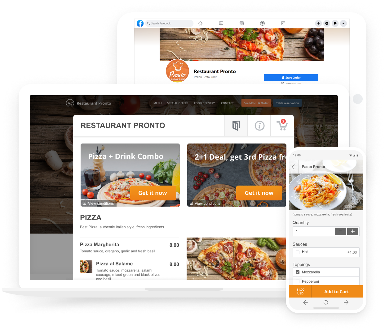 Online ordering system product proposition for restaurants