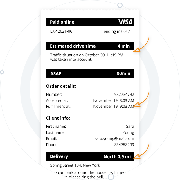 GloriaFood Online Ordering: Restaurant Receipt Template